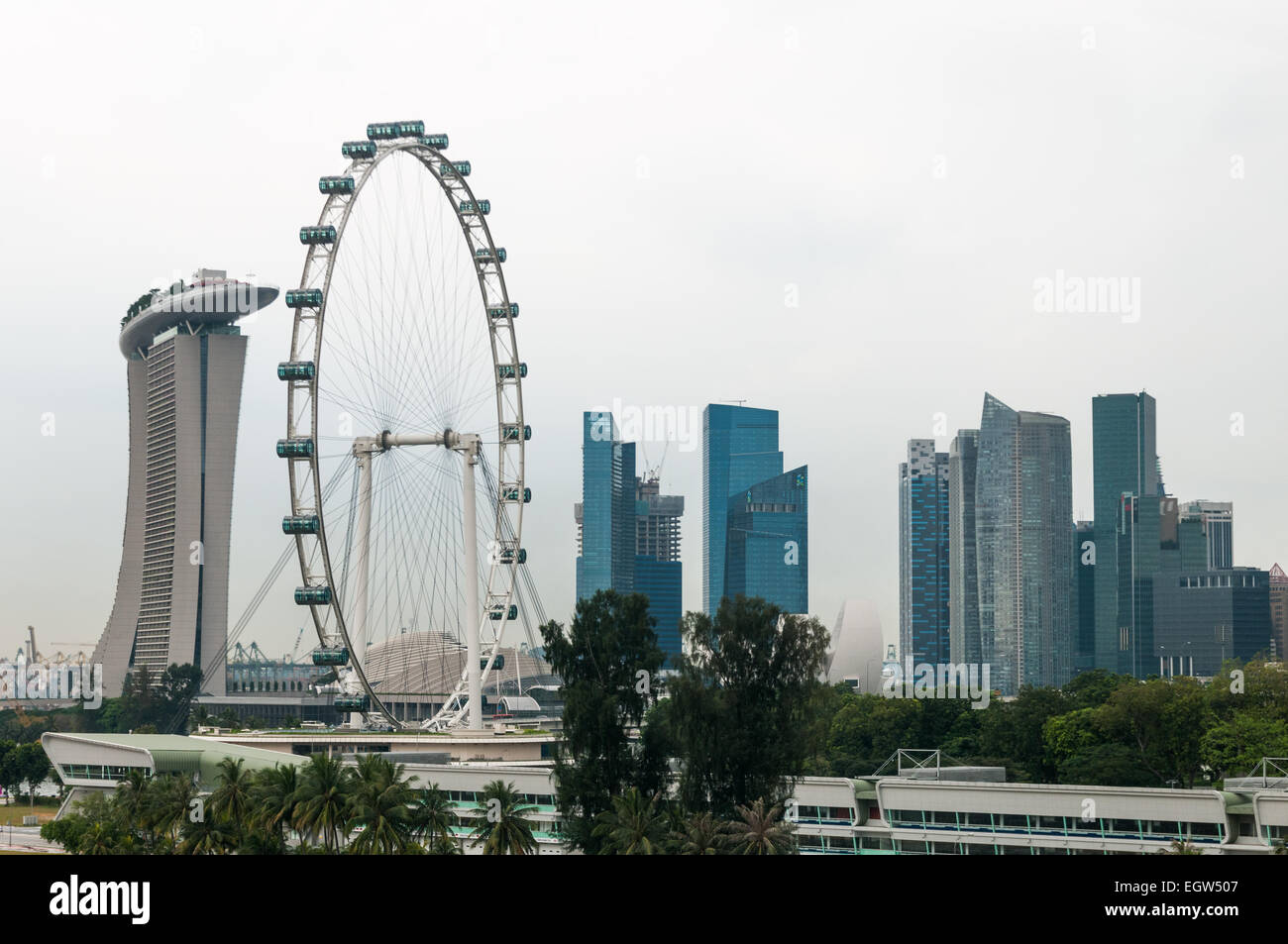 The Singapore Flyer observation wheel and Marina Bay Sands, Singapore ...