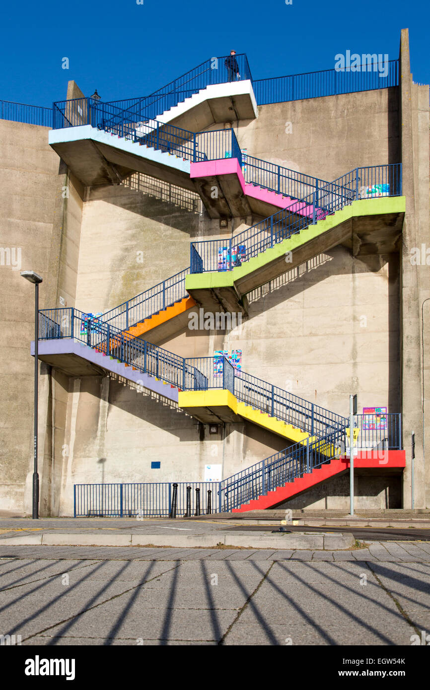 Painted staircase to promenade level, Broadstairs, Kent Stock Photo - Alamy