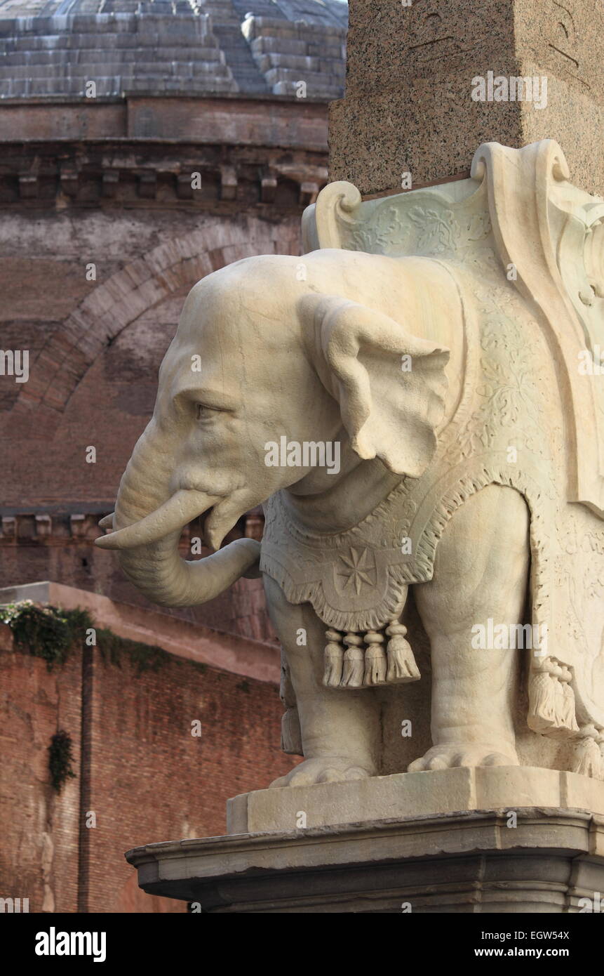 Obelisk with elephant statue by gian lorenzo bernini hi-res stock ...