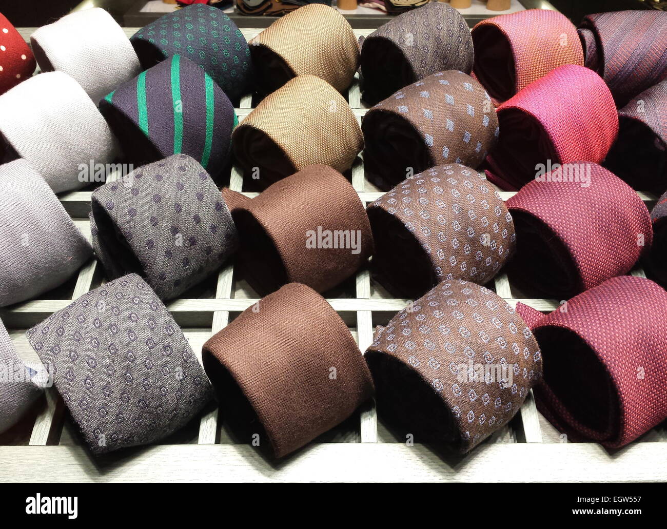 Colorful ties displayed in a fashion shop Stock Photo - Alamy