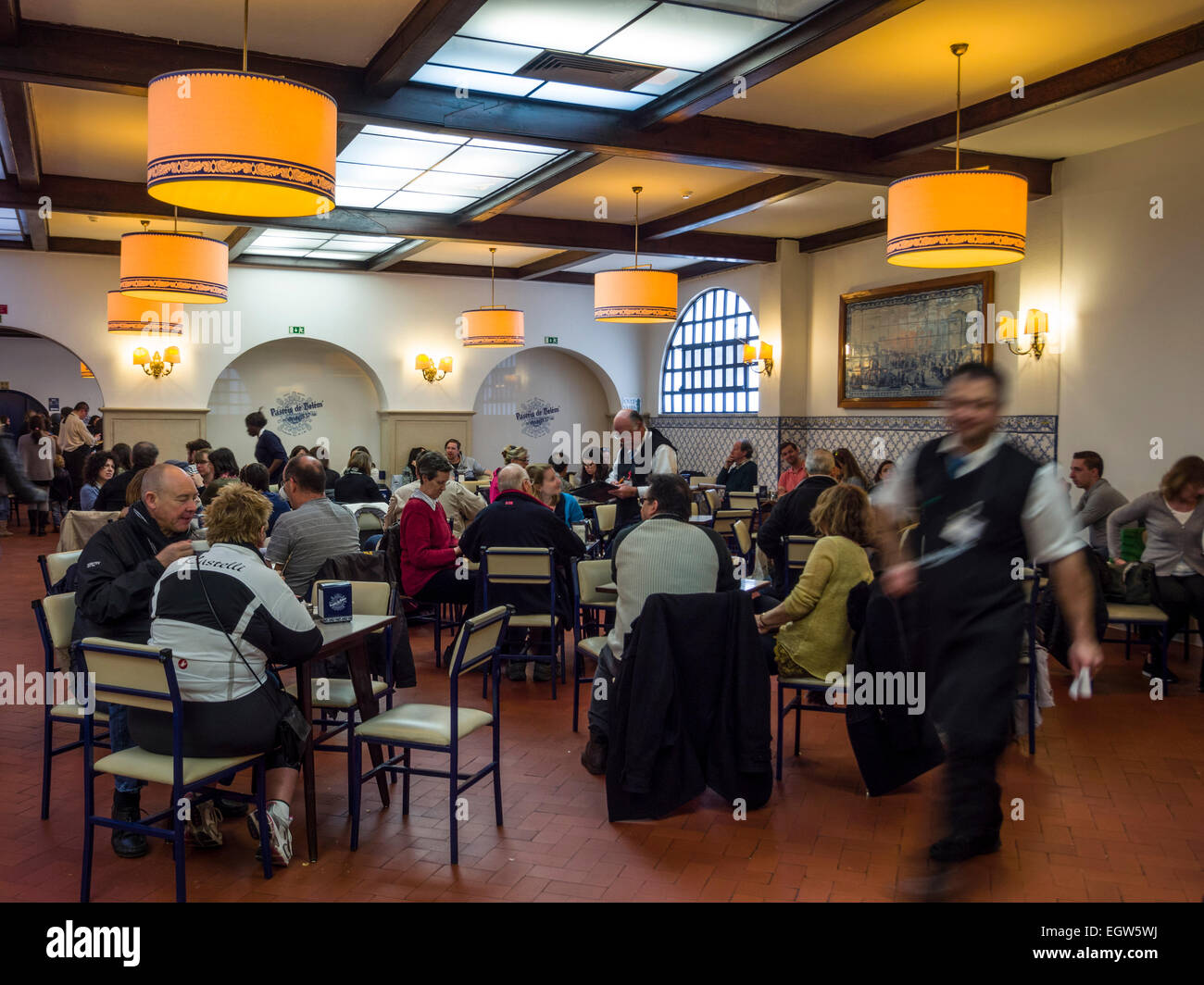 Pastéis de Belém bakery interior in the Belém quarter, Lisbon, Portugal ...