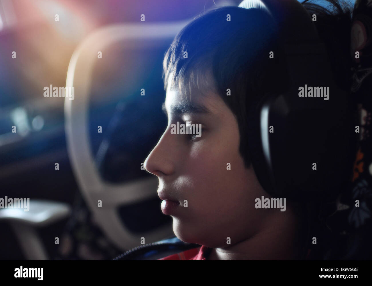boy with headphones Stock Photo - Alamy