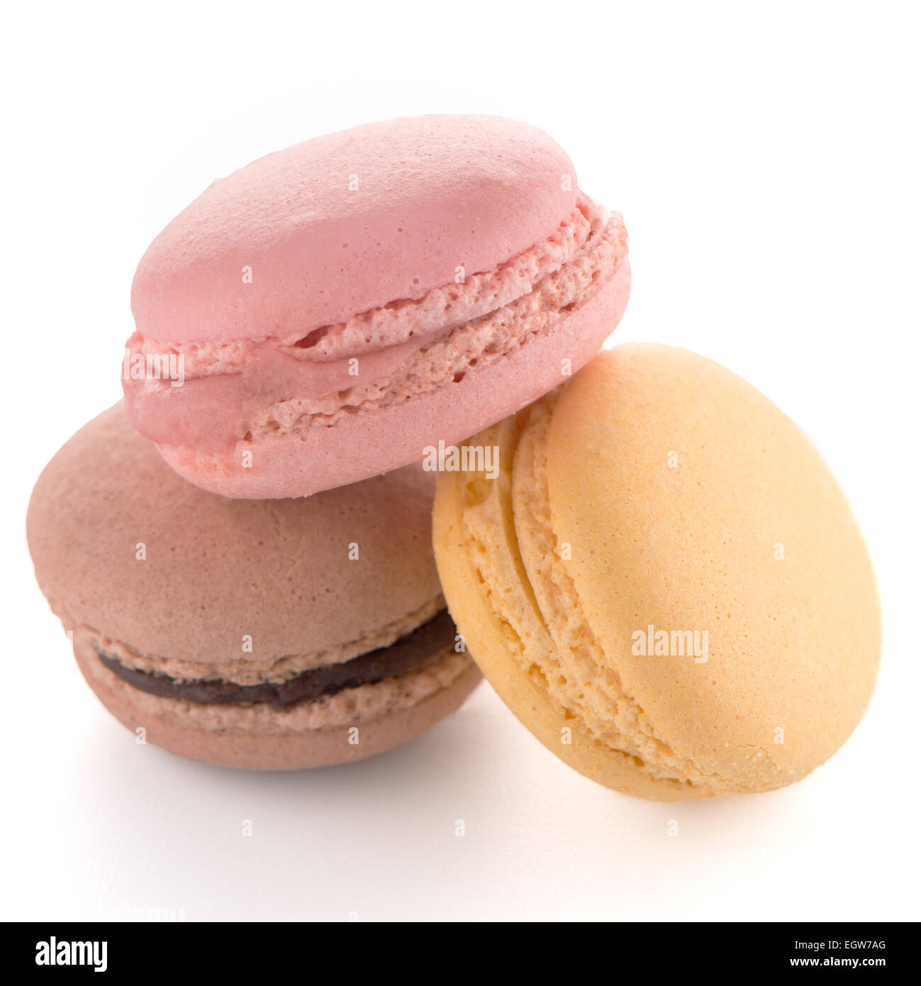 Colorful French Macarons on the white background Stock Photo - Alamy