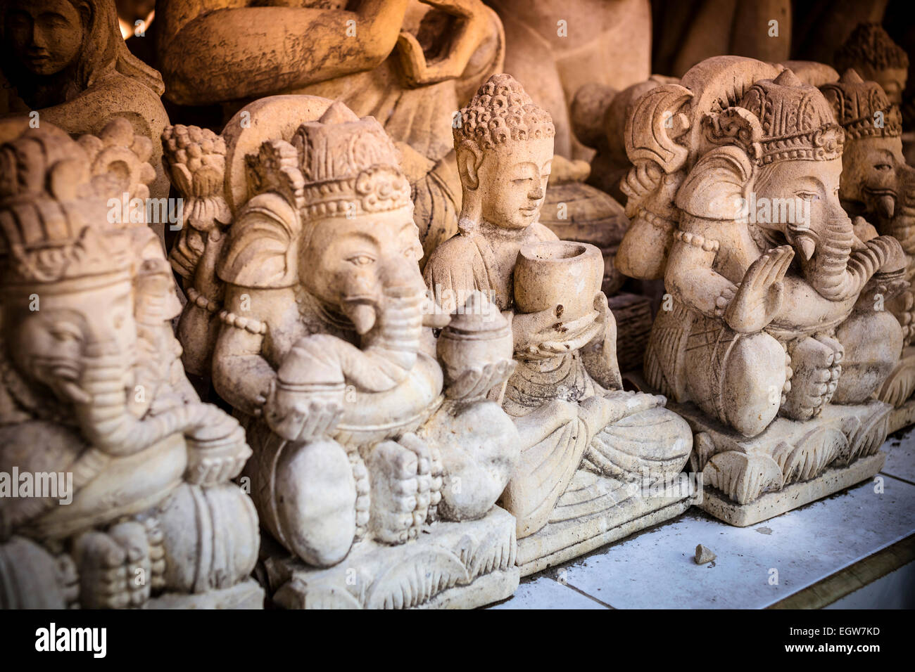 The old stone Buddha statue. Indonesia, Bali Stock Photo - Alamy