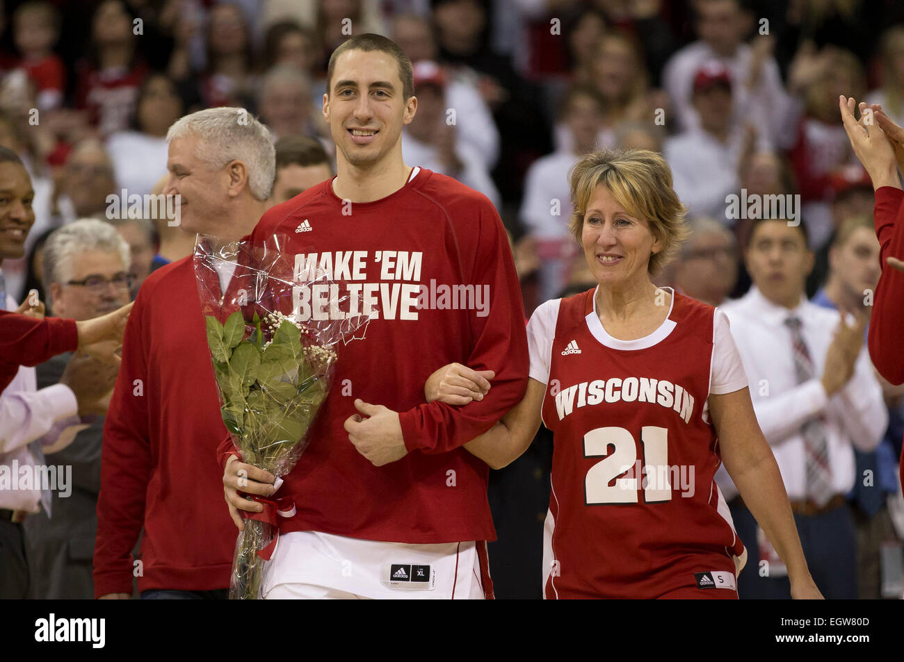 March 1, 2015: Wisconsin Badgers guard Josh Gasser walks on to the ...
