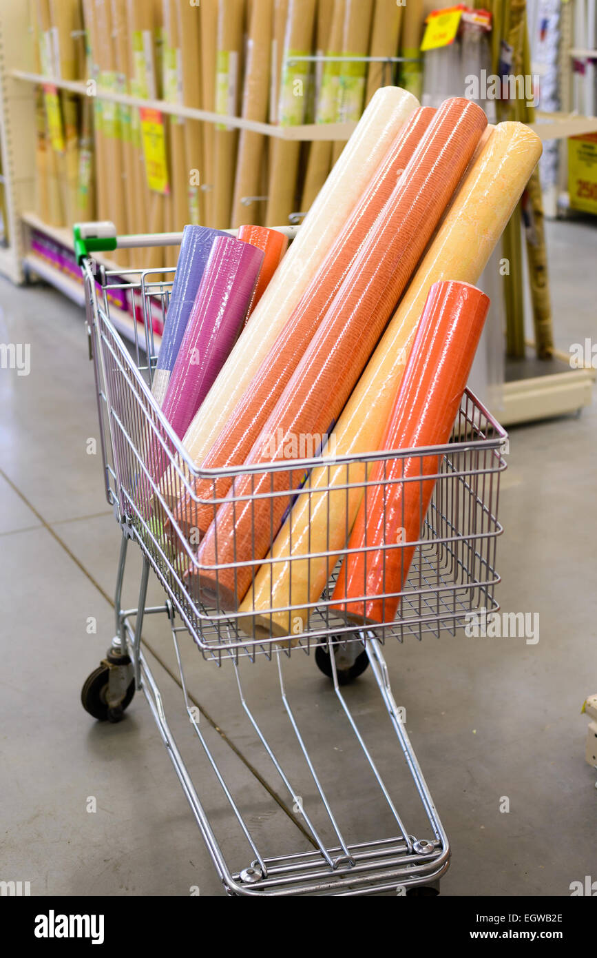 Colorful wallpaper in your shopping cart at store Stock Photo - Alamy