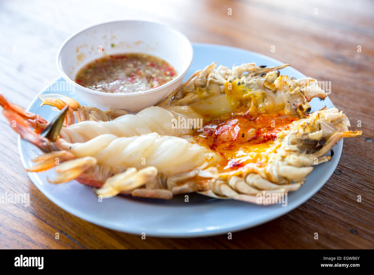 delicious grill spit river prawn Stock Photo - Alamy