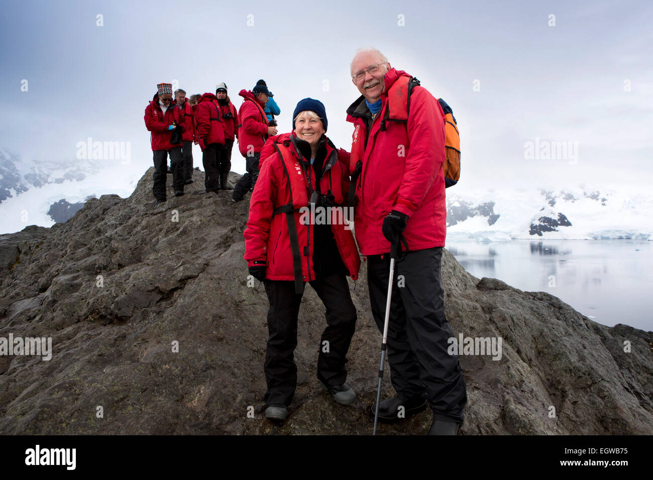 Antarctica, Graham Land, Paradise Bay, cruise ship passengers on top of ... Antarctica, Graham Land, Paradise Bay, cruise ship passengers on top of ...