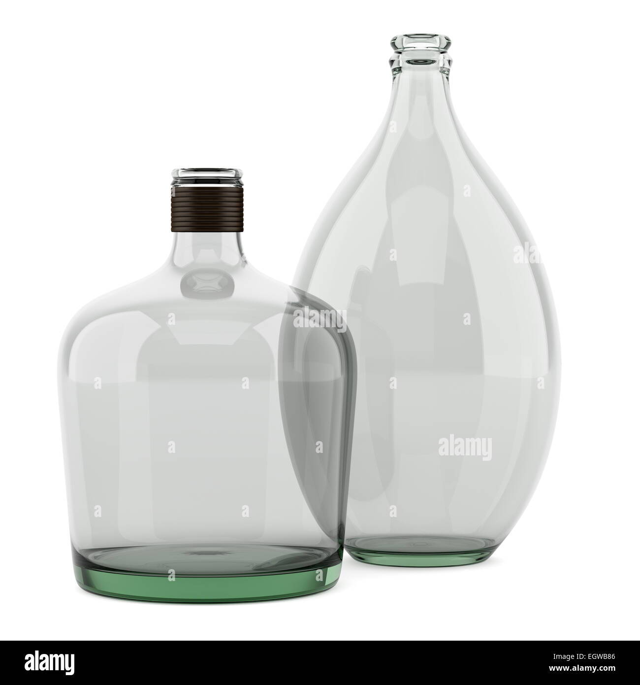 two empty bottles isolated on white background Stock Photo - Alamy