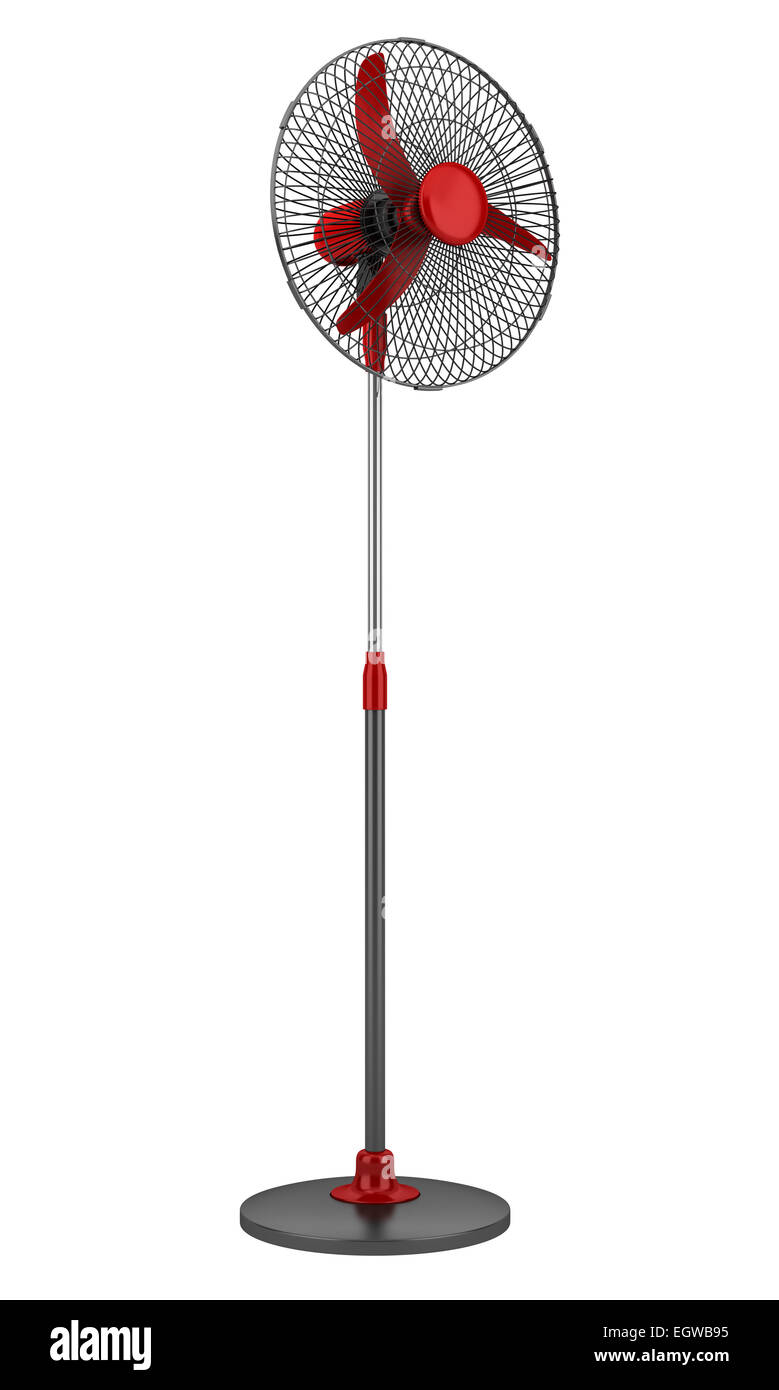 modern electric black and red floor fan isolated on white background ...
