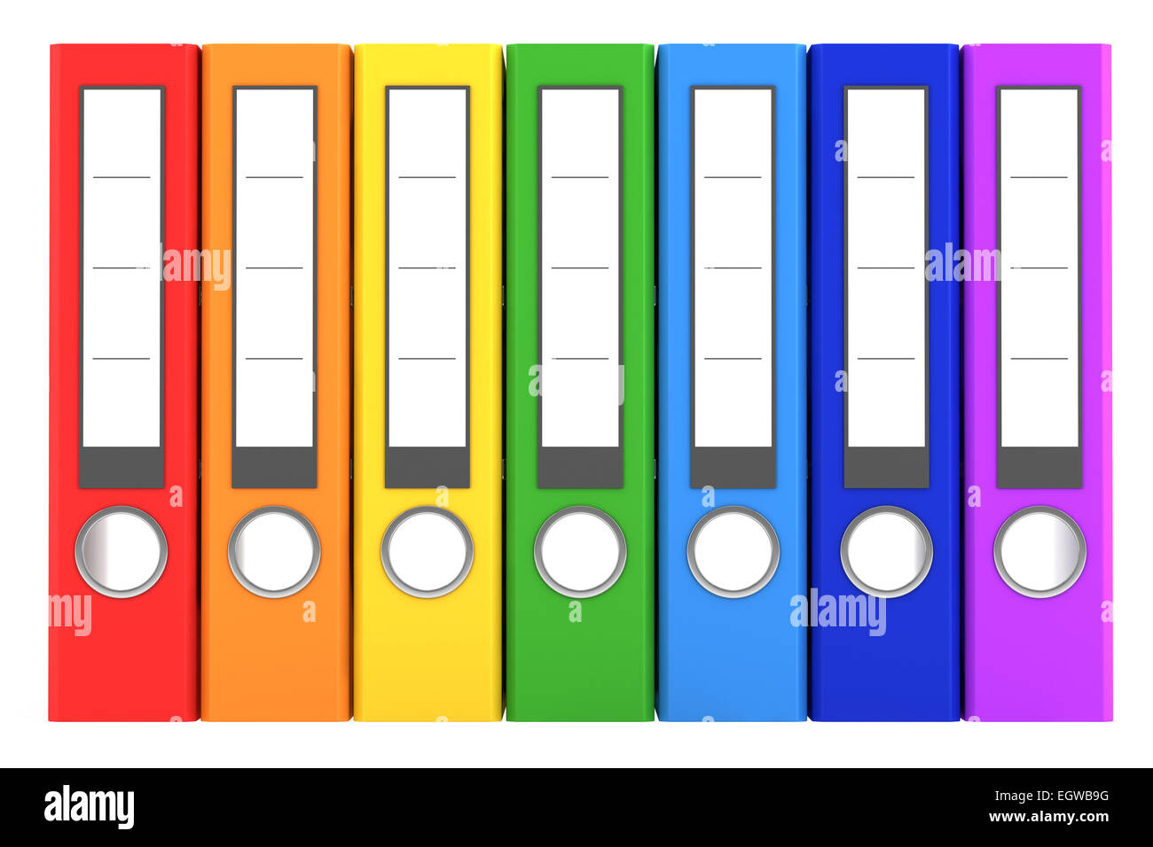 rainbow color file folders isolated on white background Stock Photo - Alamy