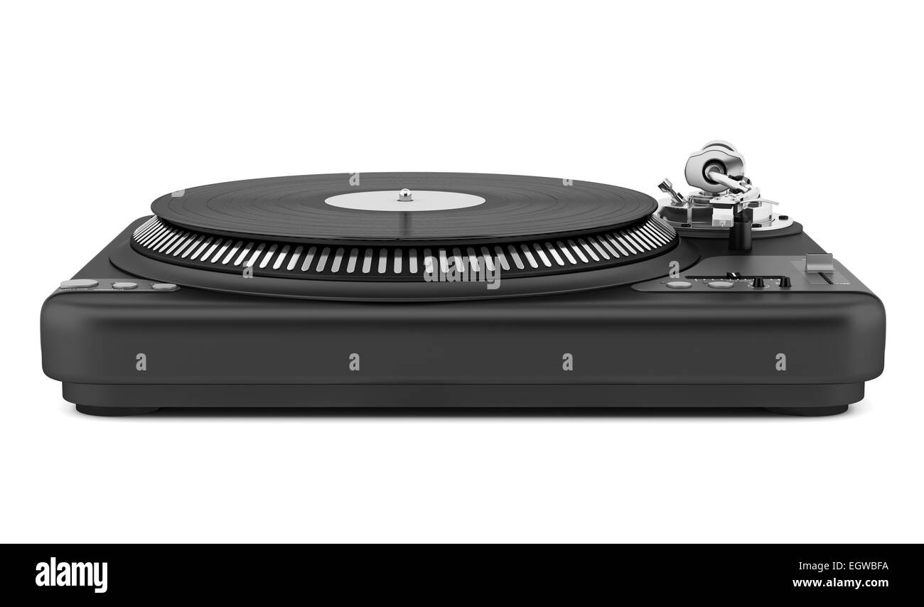 black turntable isolated on white background Stock Photo - Alamy