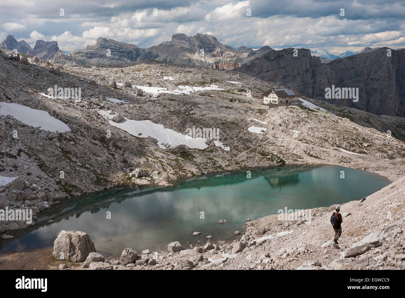 Plateau of the Sella group, at the back its highest peak Piz Boe ...