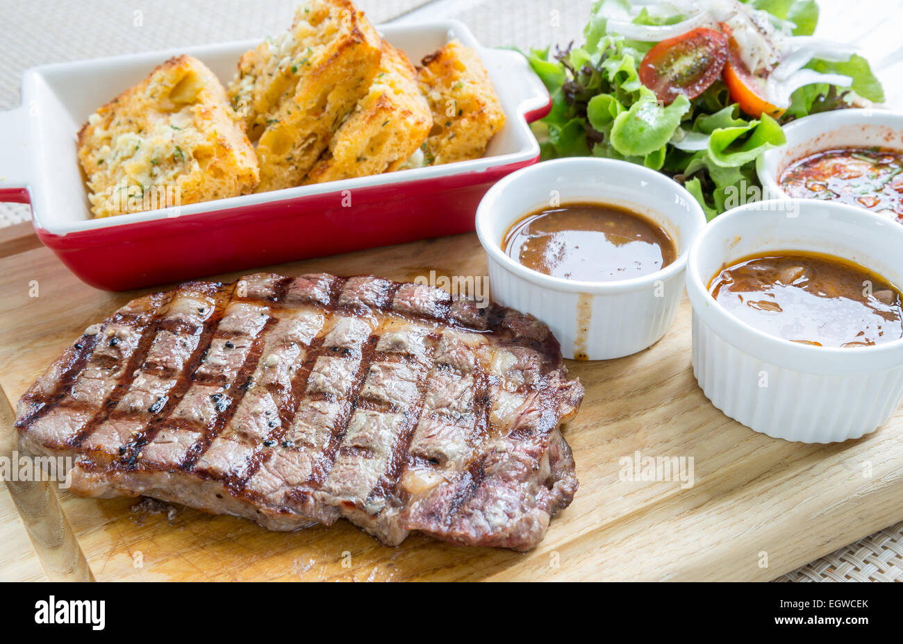 australian wagyu rib-eye beef steak serve with fresh vegetable Stock ...