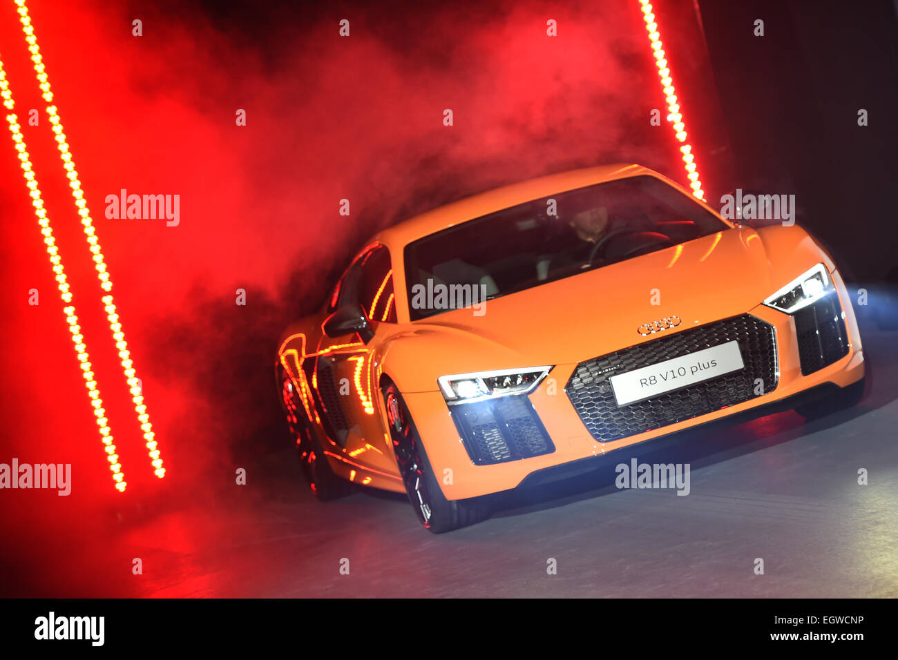 Geneva, Switzerland. 02nd Mar, 2015. The new Audi R8 V10 plus is ...