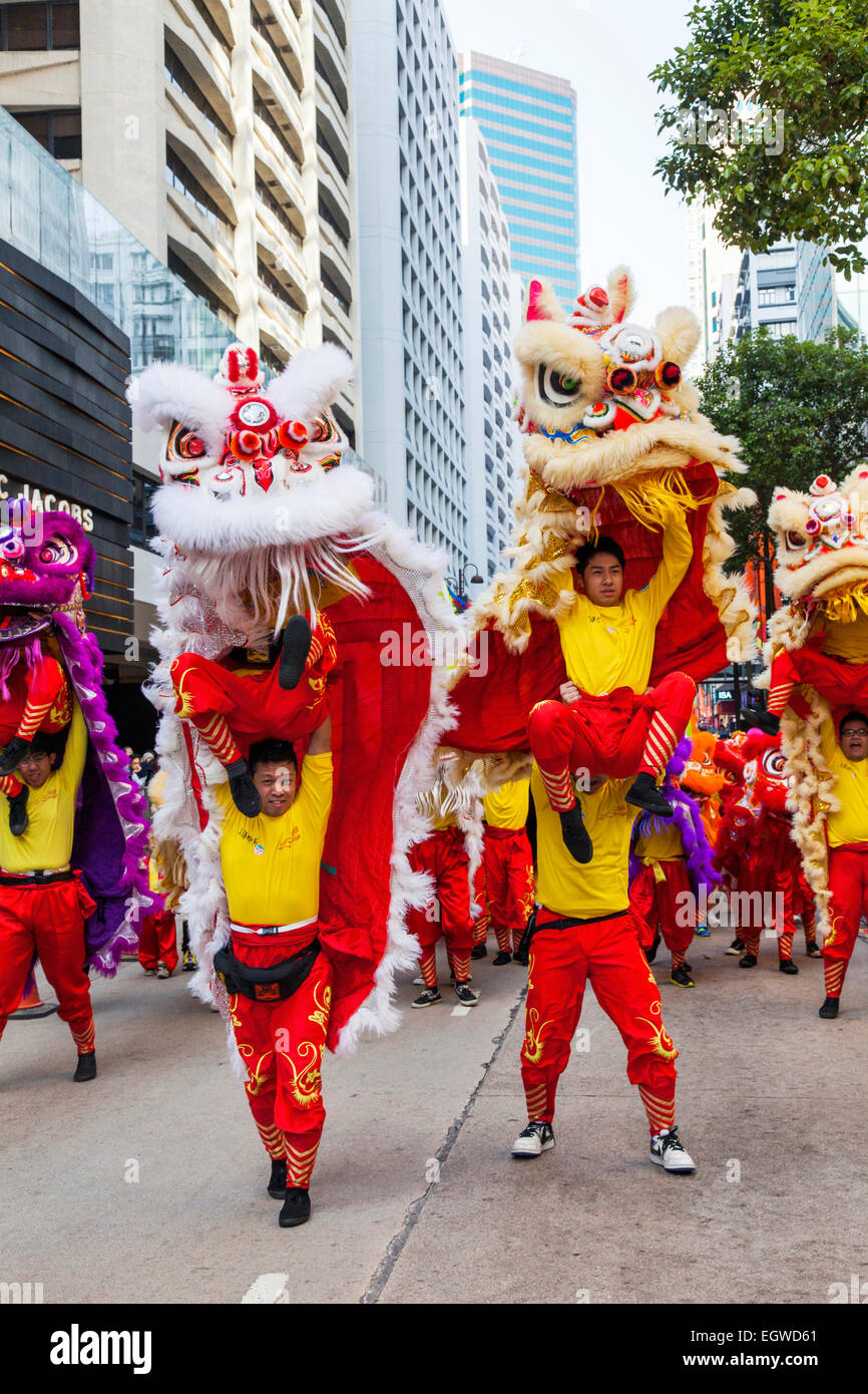 China, Hong Kong, Annual New Years Day Festival Parade, Chinese Lion ...