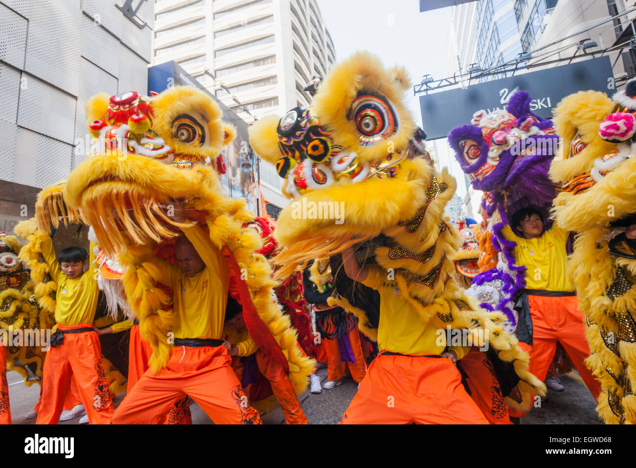China, Hong Kong, Annual New Years Day Festival Parade, Chinese Lion ...