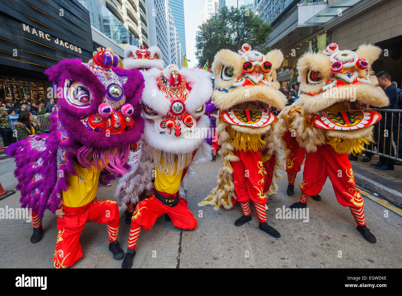 China, Hong Kong, Annual New Years Day Festival Parade, Chinese Lion ...