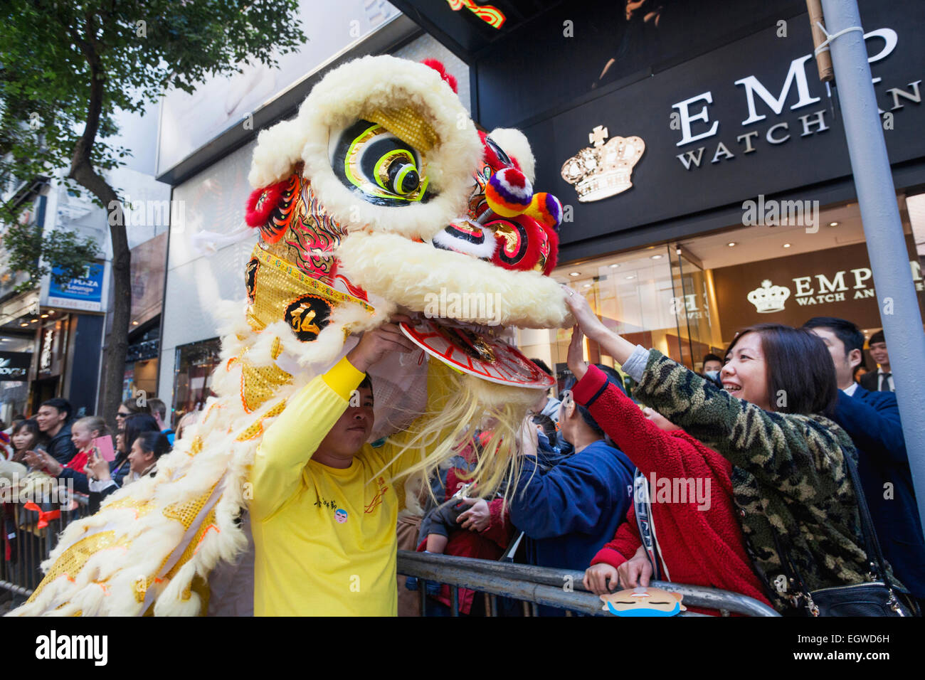 China, Hong Kong, Annual New Years Day Festival Parade, Chinese Lion ...