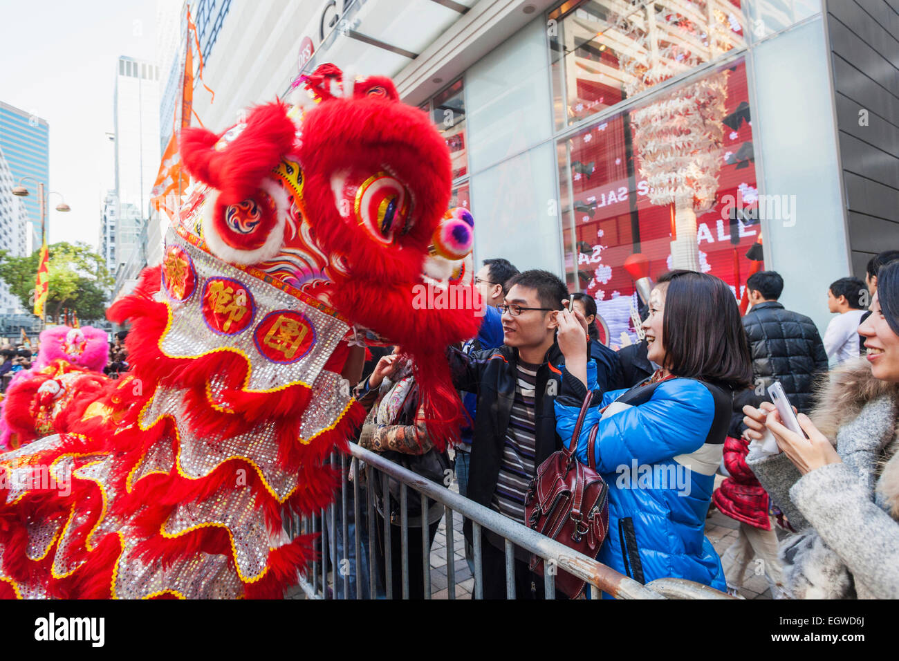 China, Hong Kong, Annual New Years Day Festival Parade, Chinese Lion ...