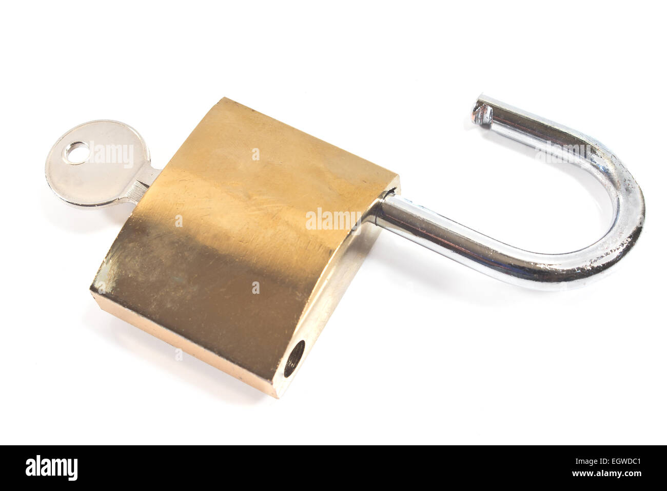 Padlock with key isolated on white Stock Photo - Alamy