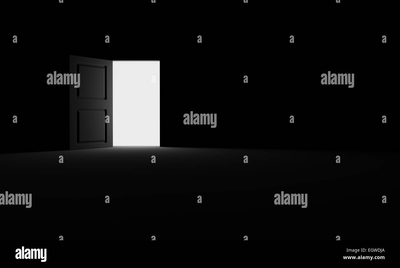 Open door into the darkness Stock Photo - Alamy