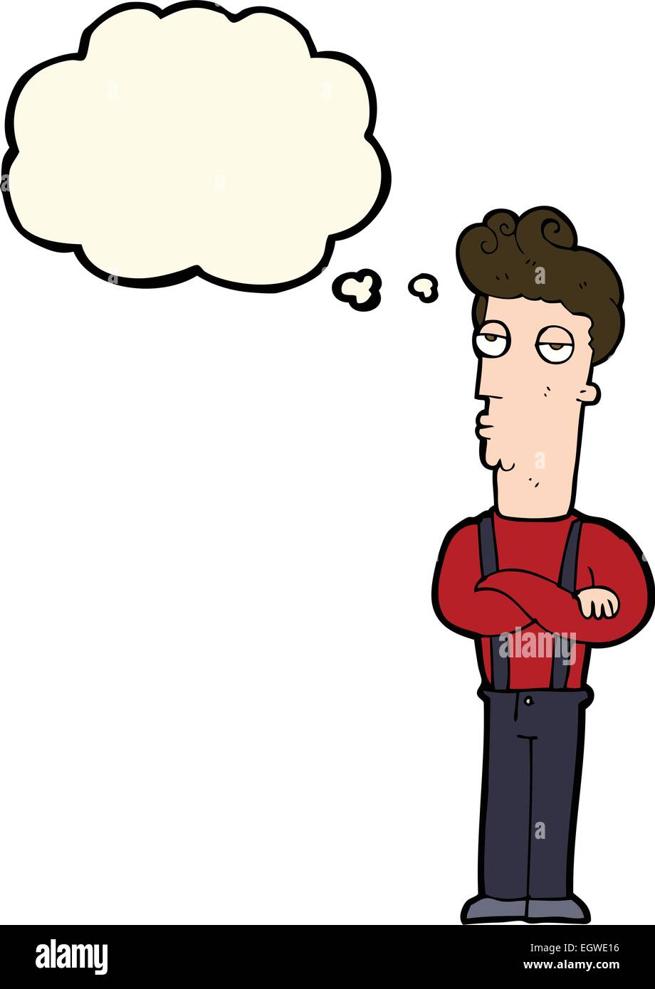 cartoon unimpressed man with thought bubble Stock Vector Image & Art ...