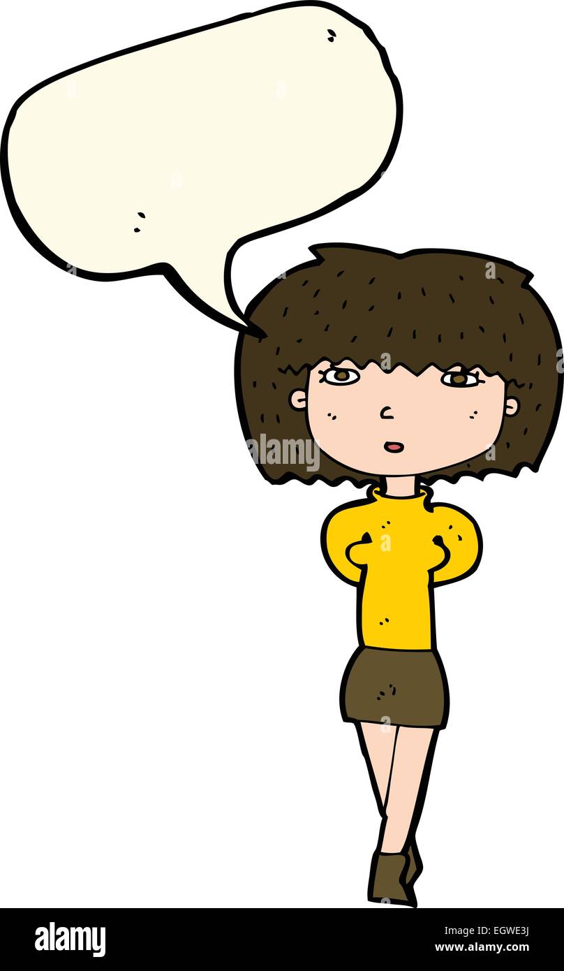cartoon shy woman with speech bubble Stock Vector Image & Art - Alamy