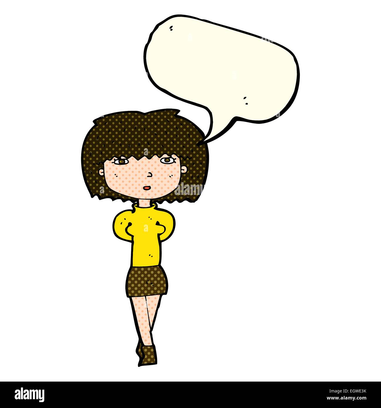 cartoon shy woman with speech bubble Stock Vector Image & Art - Alamy
