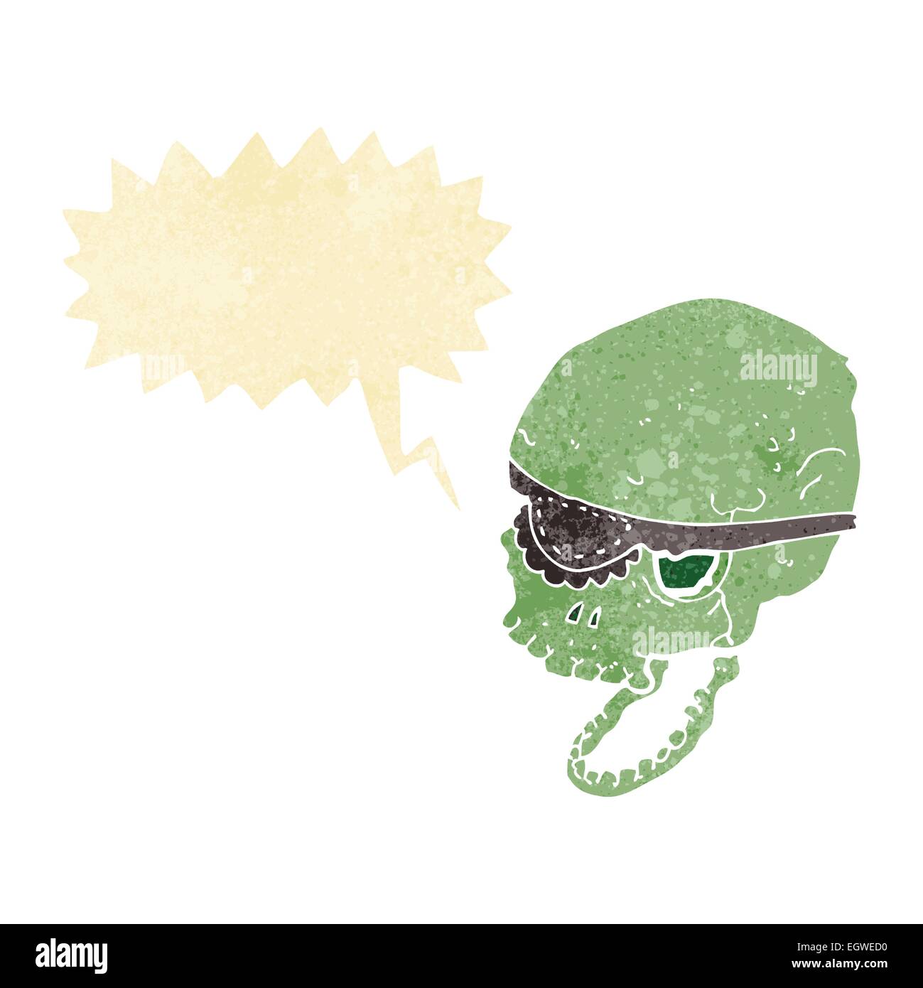 cartoon spooky skull with eye patch with speech bubble Stock Vector ...