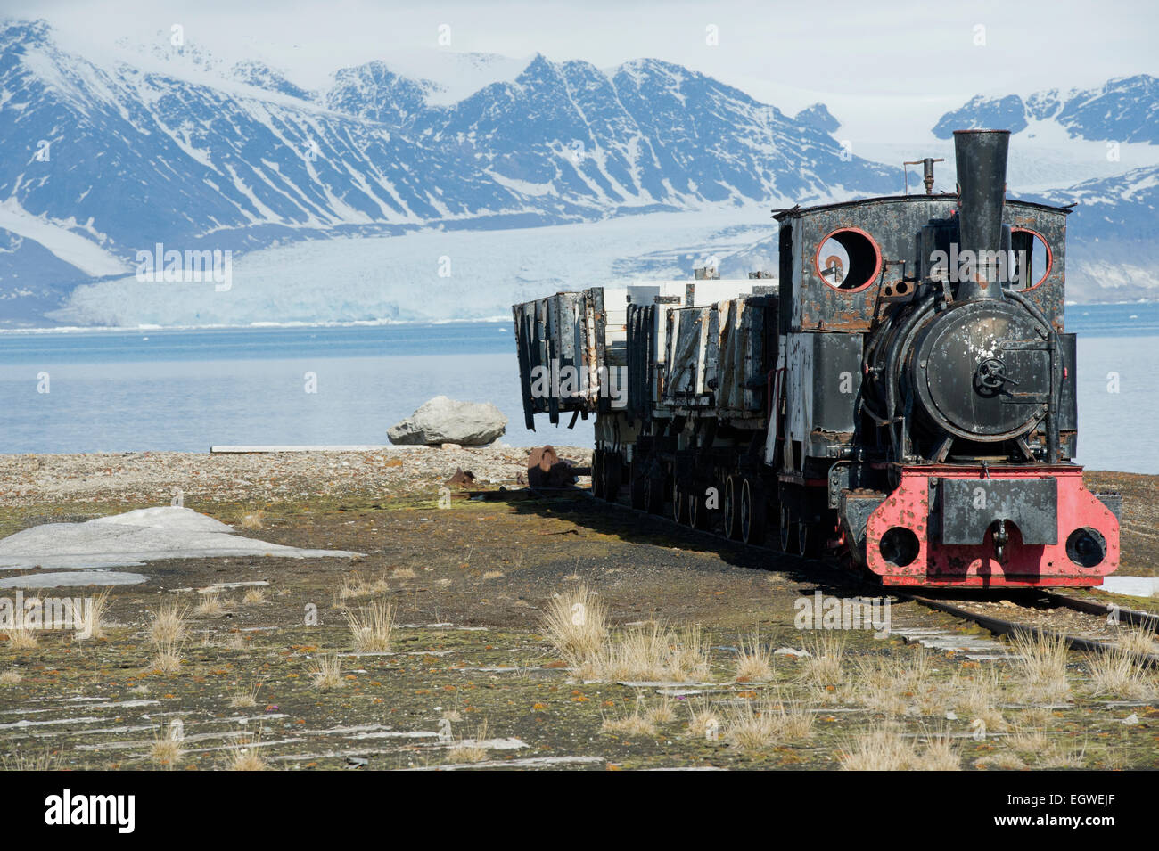 The old steam train used for mining in the past which now sits near the ...