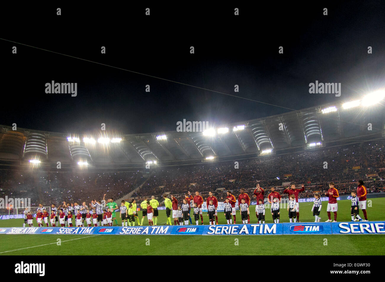 Rome, Italy. 2nd Mar, 2015. Two team group line-up Football/Soccer ...