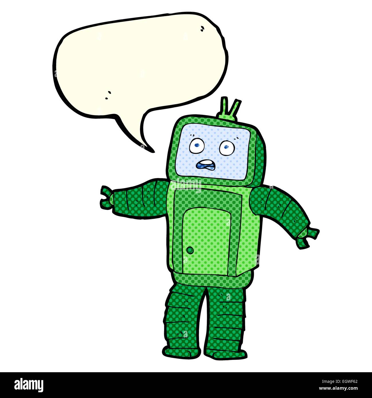 cartoon funny robot with speech bubble Stock Vector Image & Art - Alamy