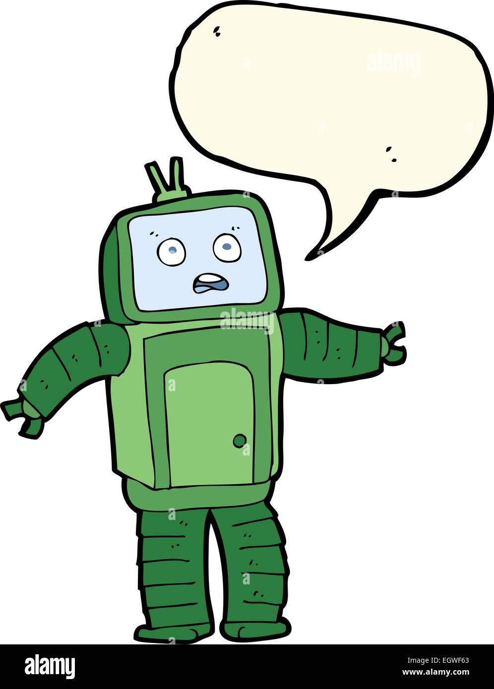 cartoon funny robot with speech bubble Stock Vector Image & Art - Alamy