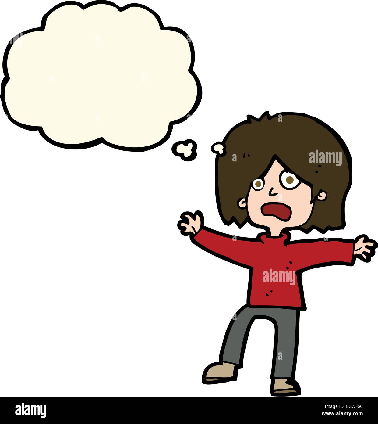 cartoon scared person with thought bubble Stock Vector Image & Art - Alamy