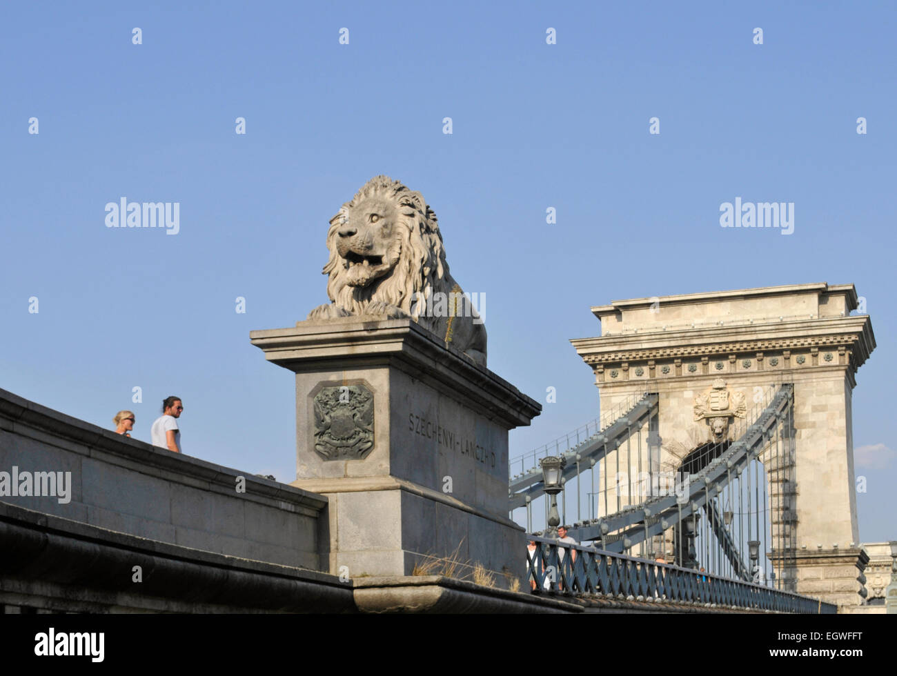 Lion statue chain bridge budapest hi-res stock photography and images ...