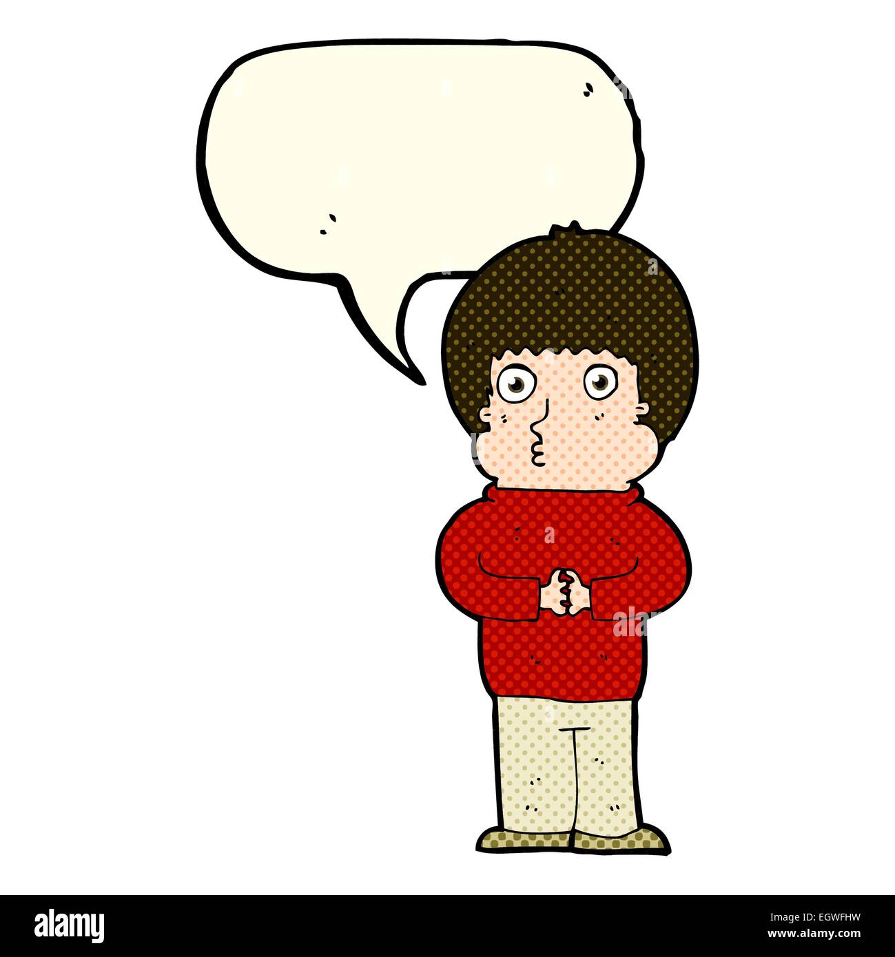 cartoon shy boy with speech bubble Stock Vector Image & Art - Alamy
