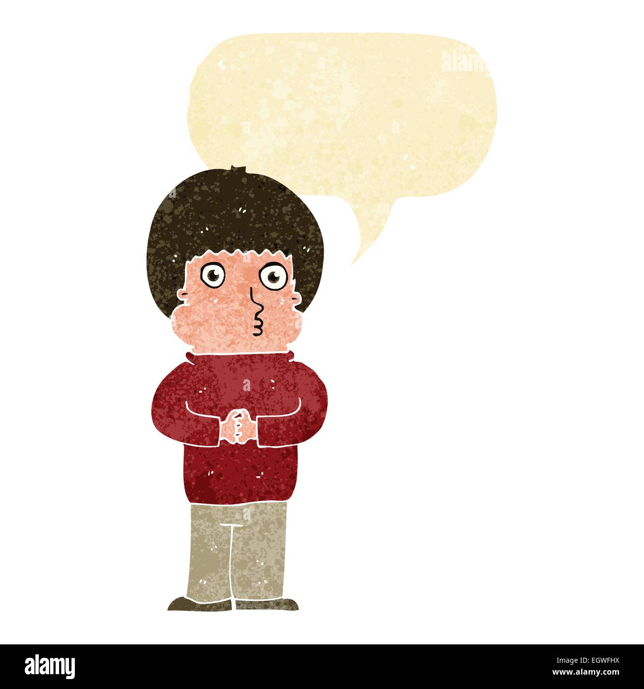 cartoon shy boy with speech bubble Stock Vector Image & Art - Alamy