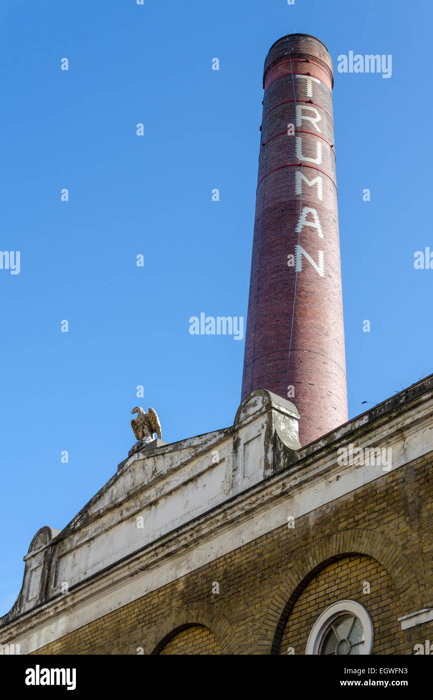 Old Truman Brewery chimney, viewed from Brick Lane, London, UK Stock ...