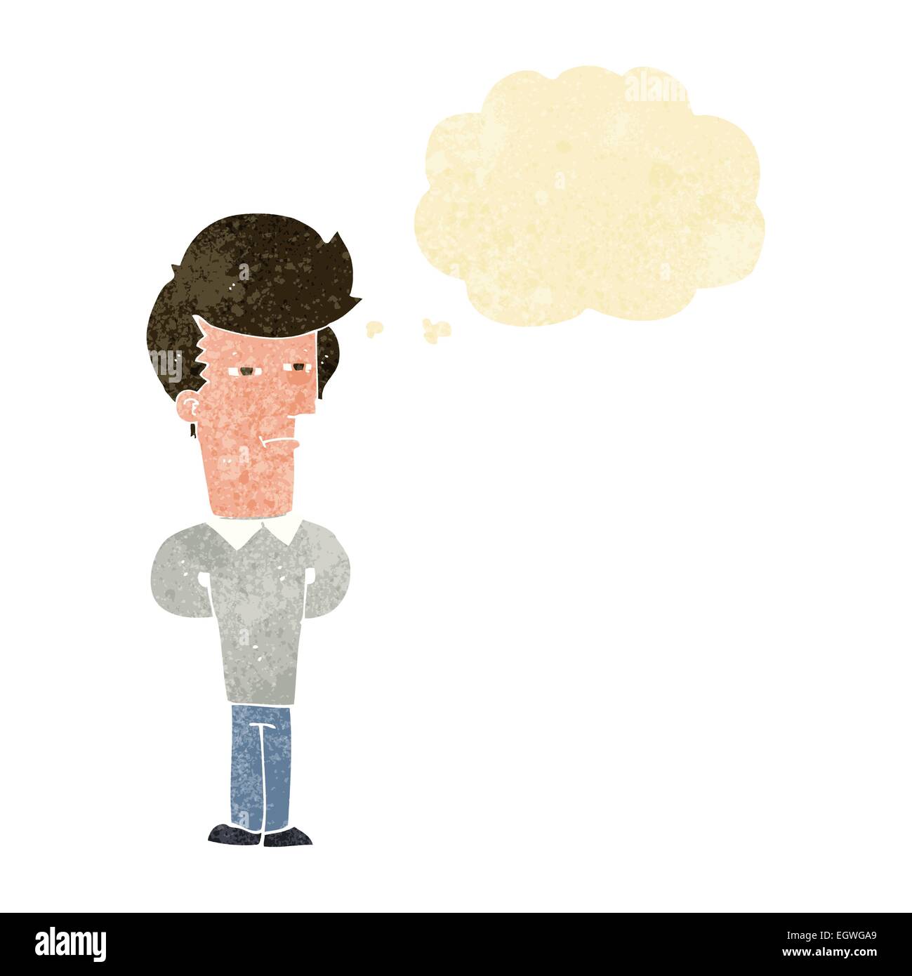 cartoon jaded man with thought bubble Stock Vector Image & Art - Alamy