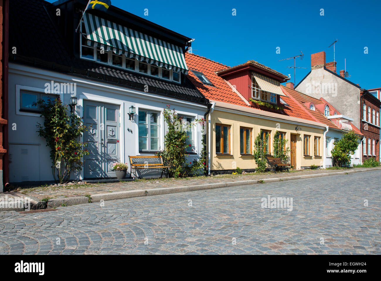 street scene in Ystad, Wallander, Skåne, Skåne län, Scania, Scandinavia ...