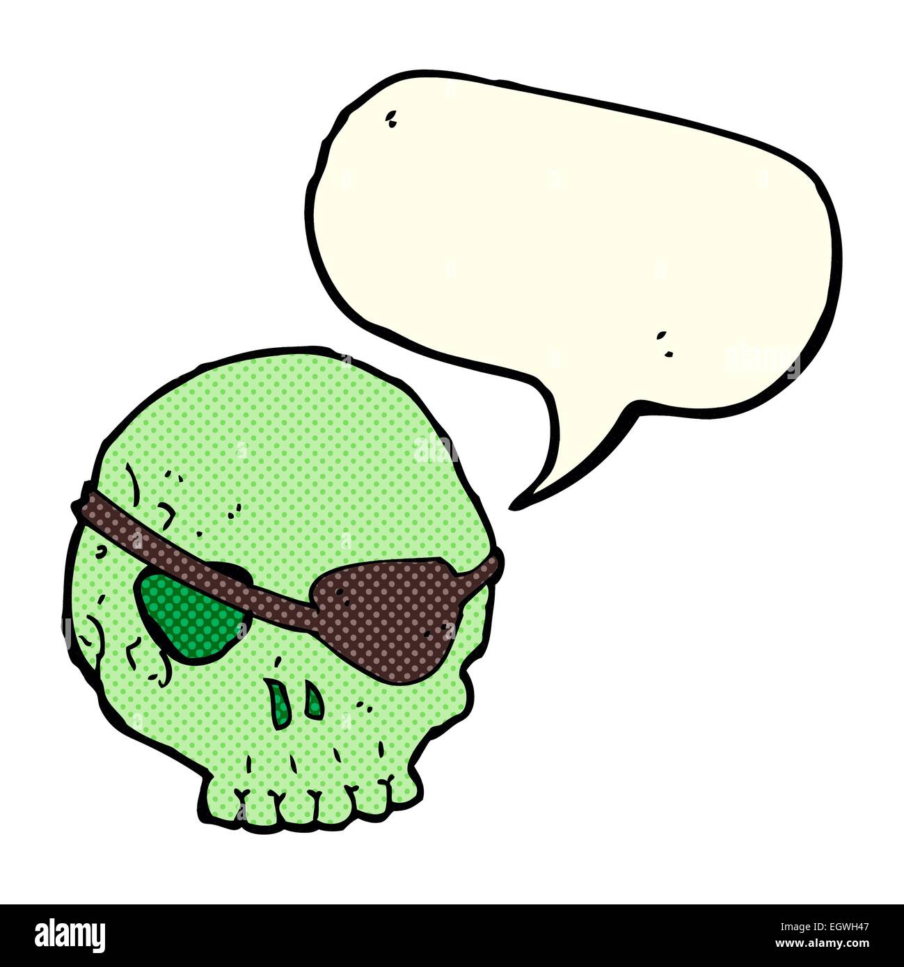 cartoon skull with eye patch with speech bubble Stock Vector Image ...