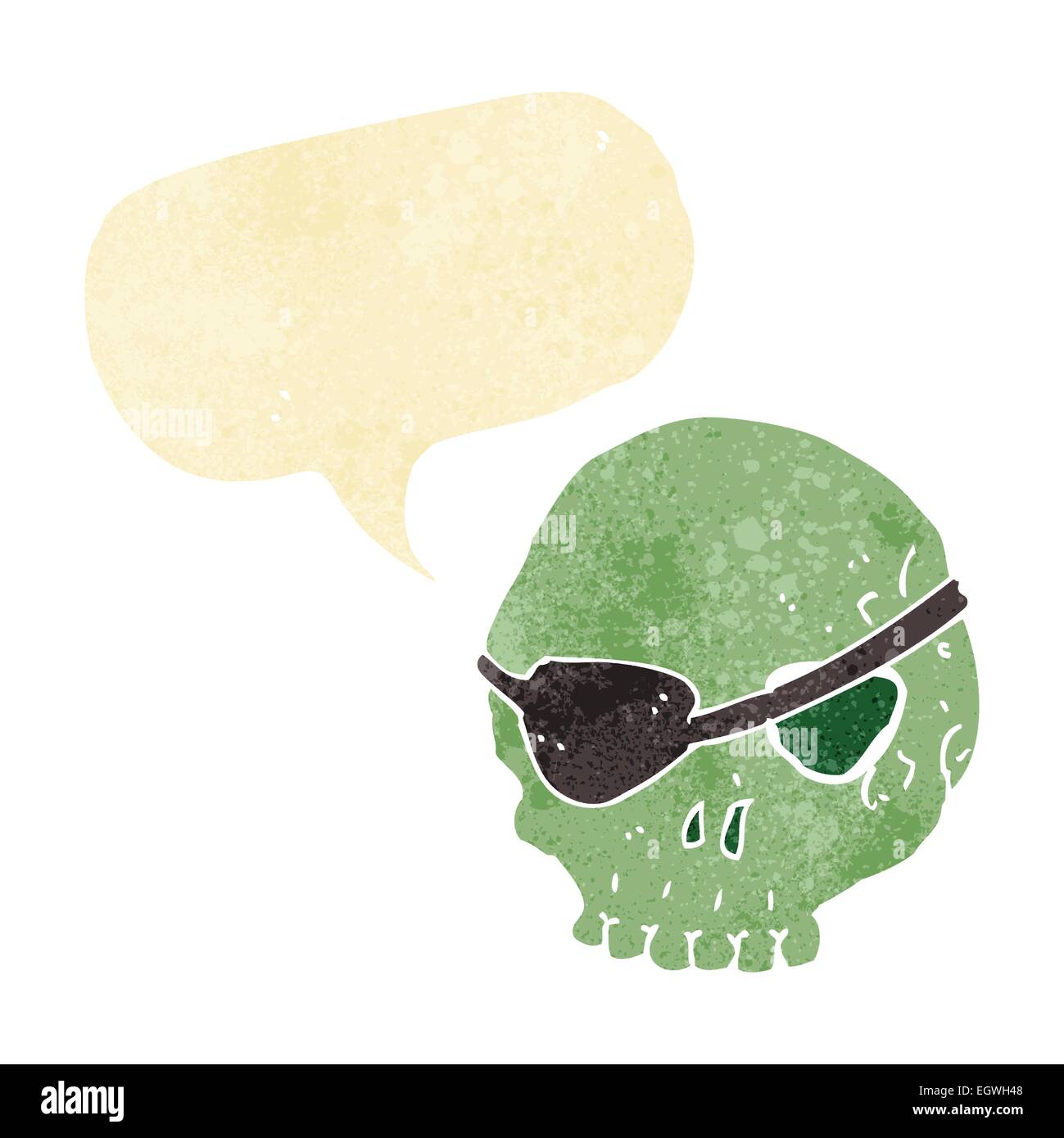 cartoon skull with eye patch with speech bubble Stock Vector Image ...