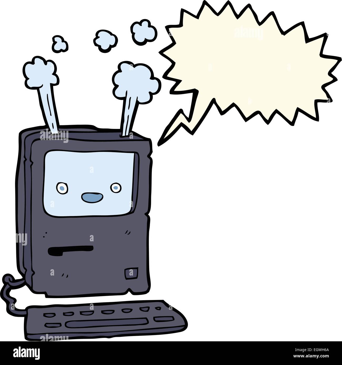 cartoon old computer with speech bubble Stock Vector Image & Art - Alamy