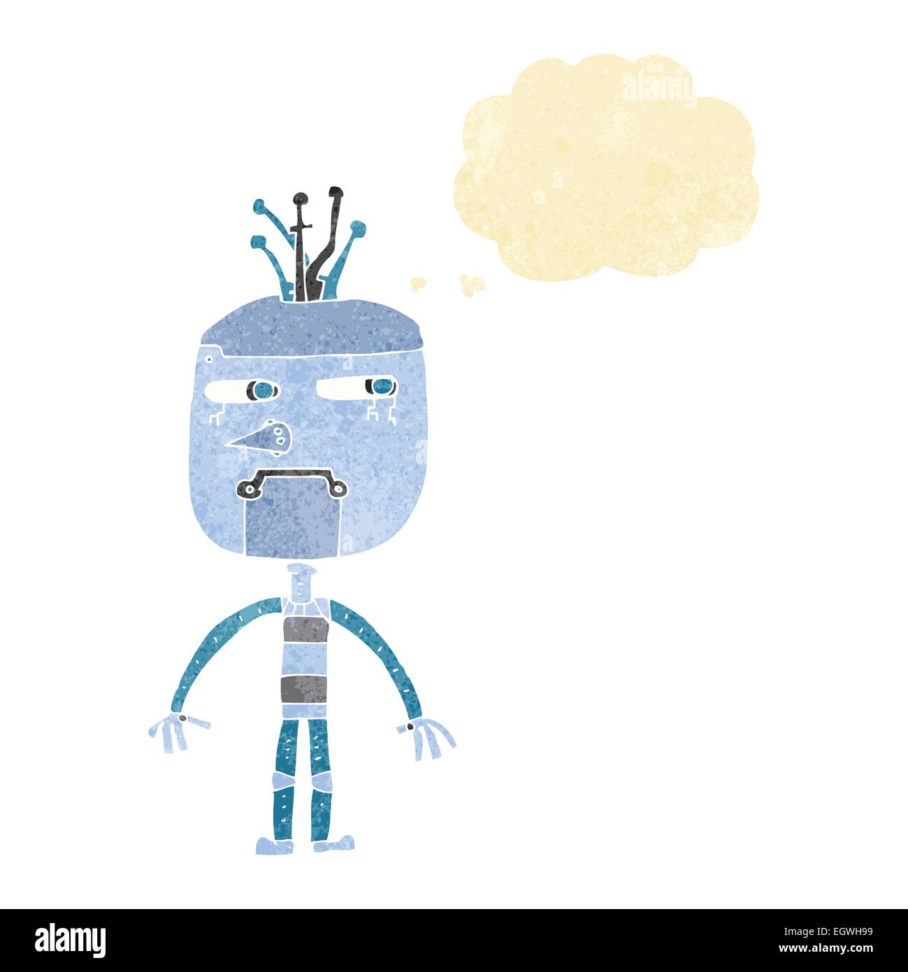 funny cartoon robot with thought bubble Stock Vector Image & Art - Alamy