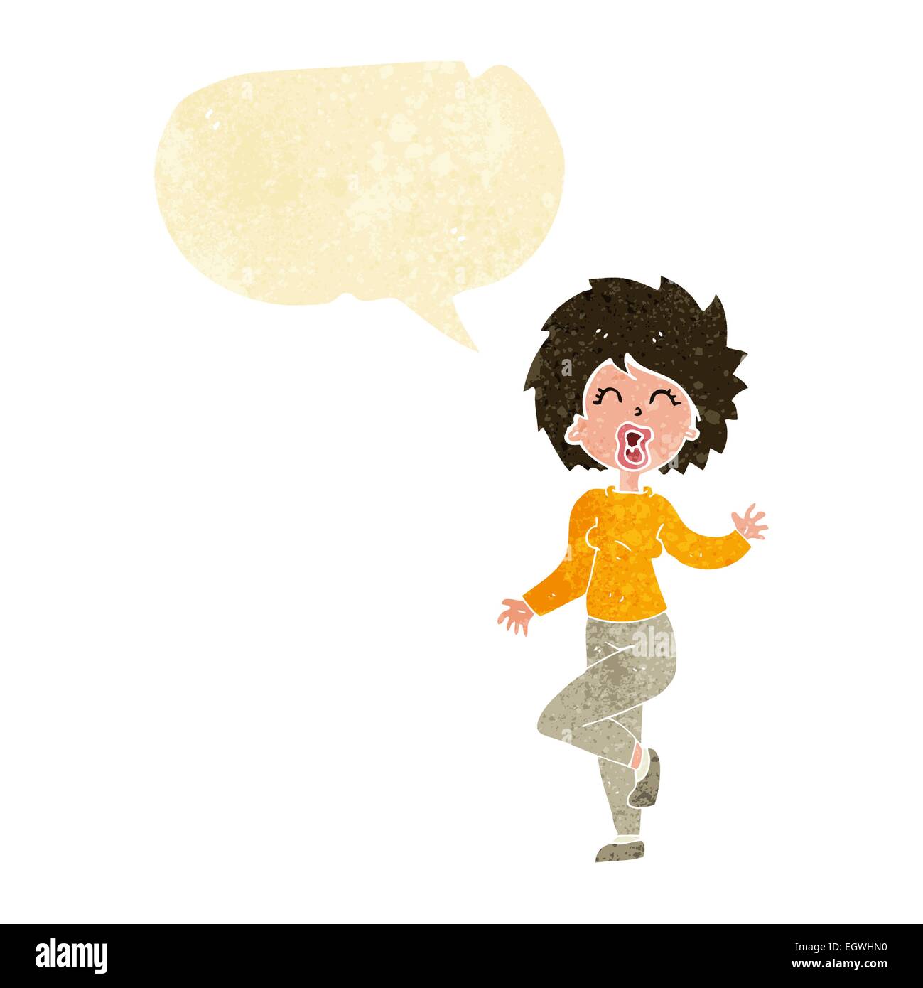 cartoon woman dancing with speech bubble Stock Vector Image & Art - Alamy