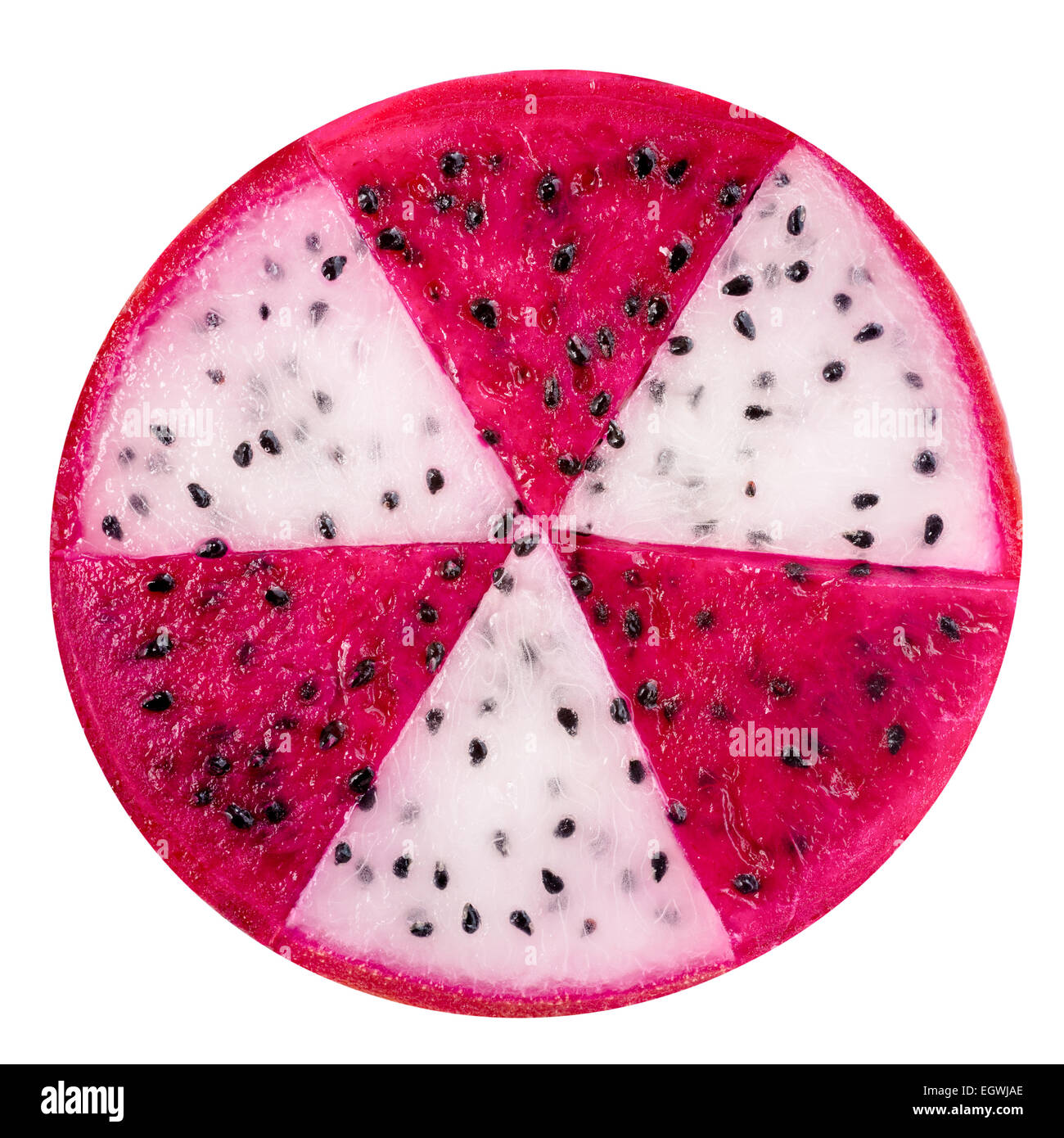 concept radioactive of slice red and white dragon fruit, Pitaya or ...