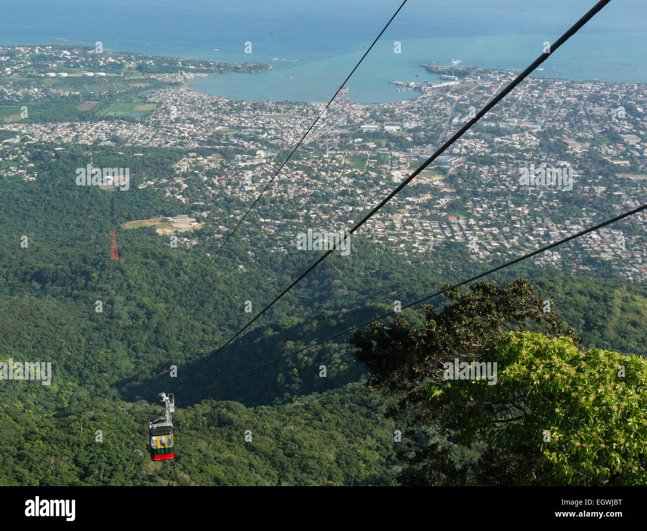 View down Puerto Plata from Mount Isabel de Torres National Park ...
