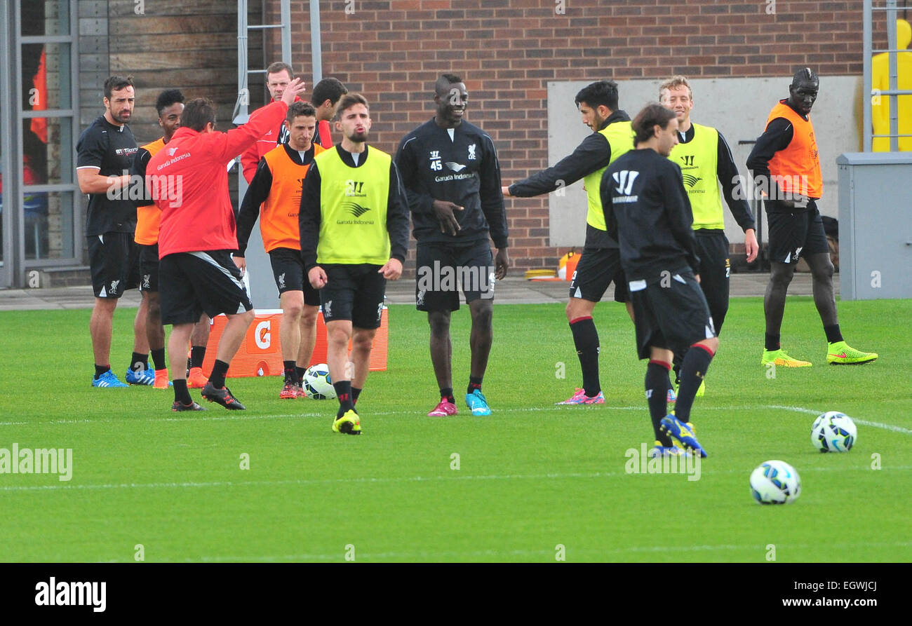 Liverpool F.C players training ahead of the Barclays Premier League ...