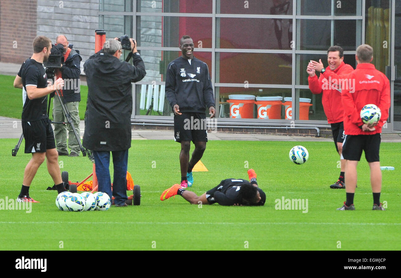 Liverpool F.C players training ahead of the Barclays Premier League ...